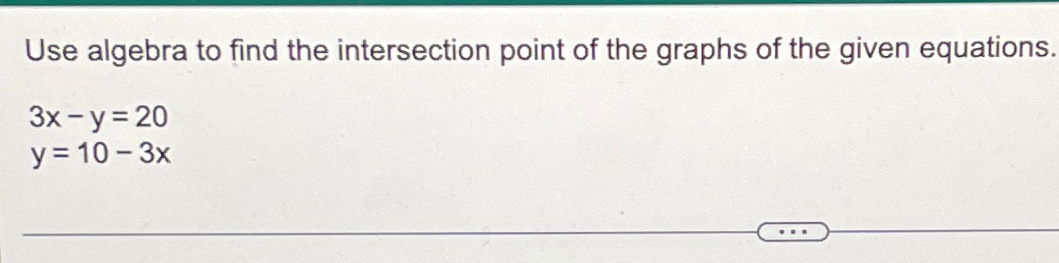 Solved Use algebra to find the intersection point of the | Chegg.com