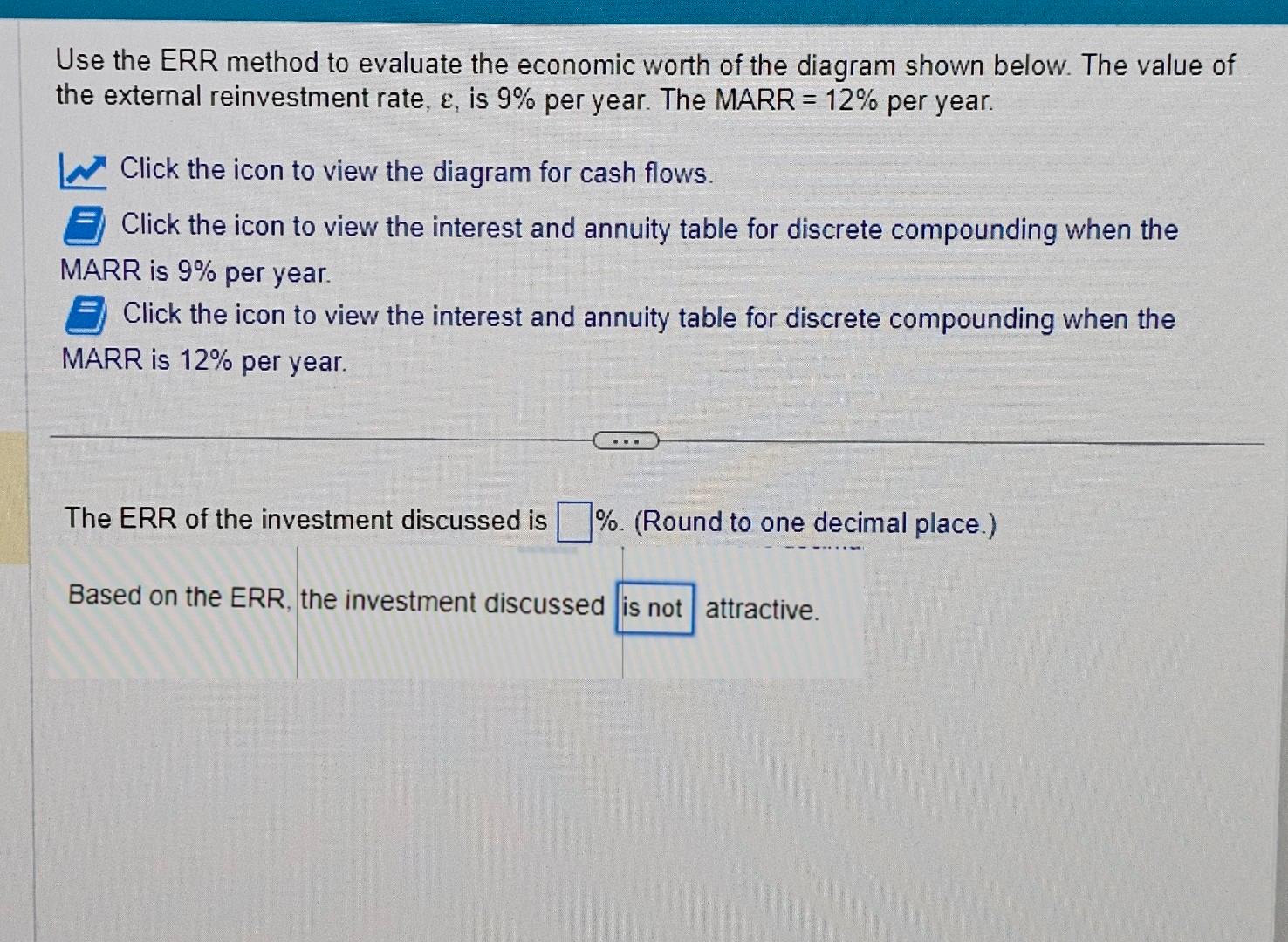 Use the ERR method to evaluate the economic worth of | Chegg.com