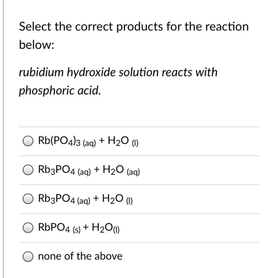 Solved Select the correct products for the reaction below: | Chegg.com