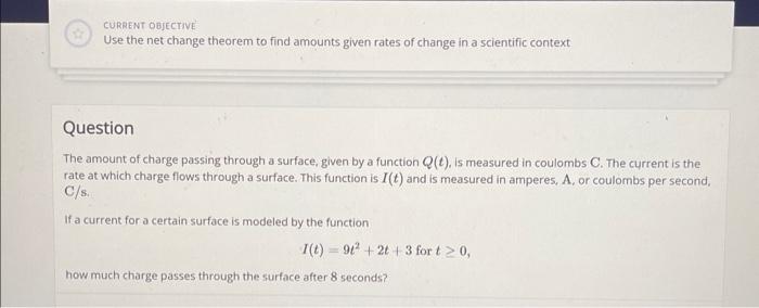 Solved CURRENT OBJECTIVE: Use the net change theorem to find | Chegg.com