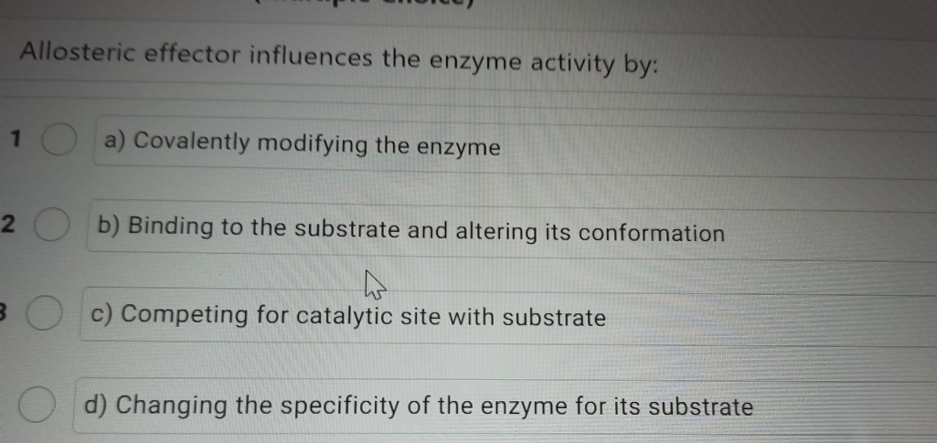 Solved Allosteric effector influences the enzyme activity | Chegg.com