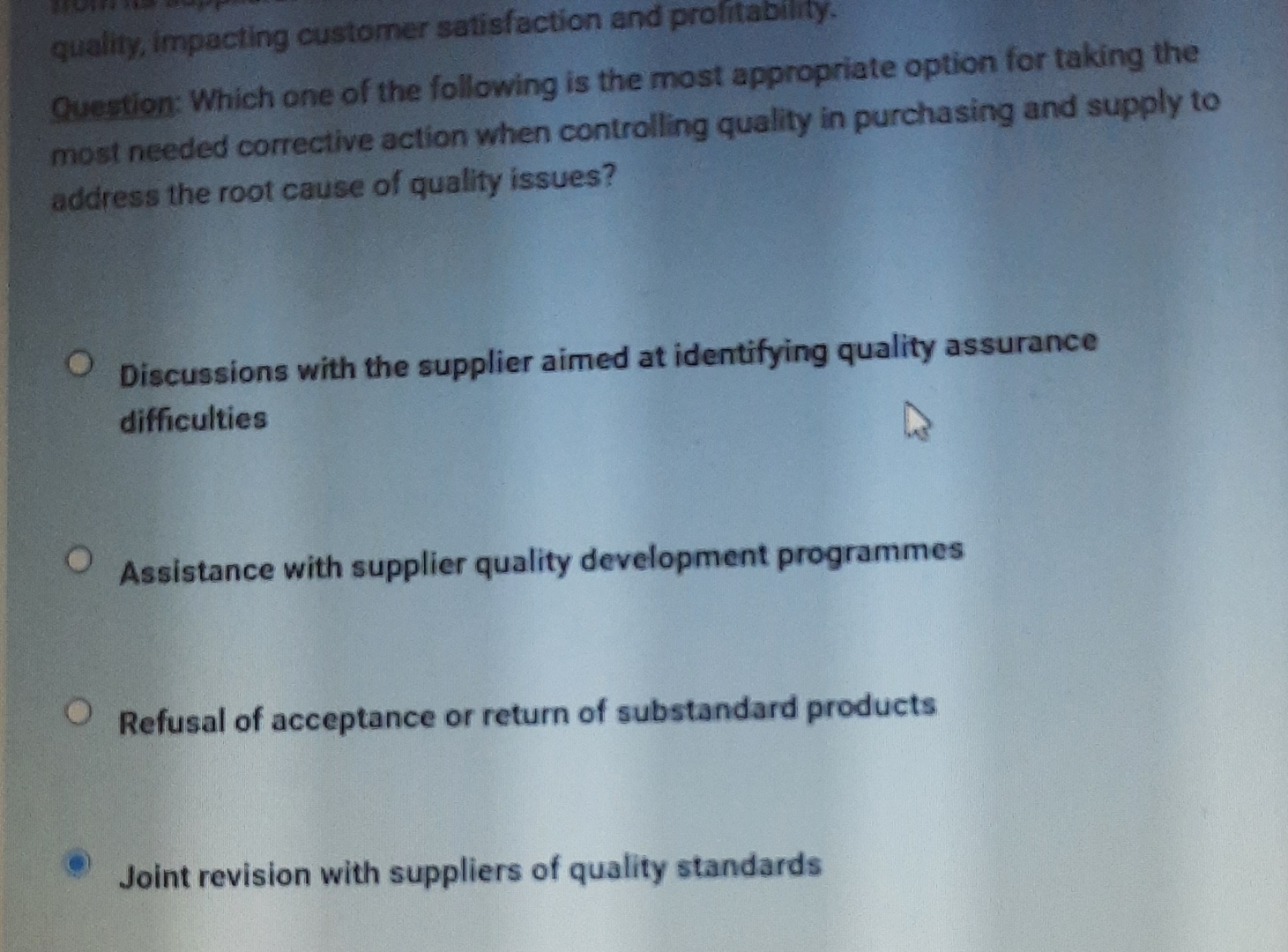 Solved quality, impacting customer satisfaction and | Chegg.com