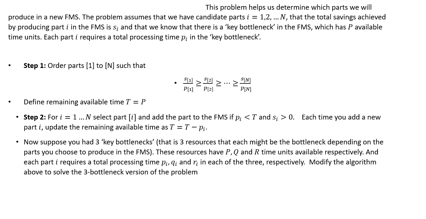 Solved This problem helps us determine which parts we | Chegg.com