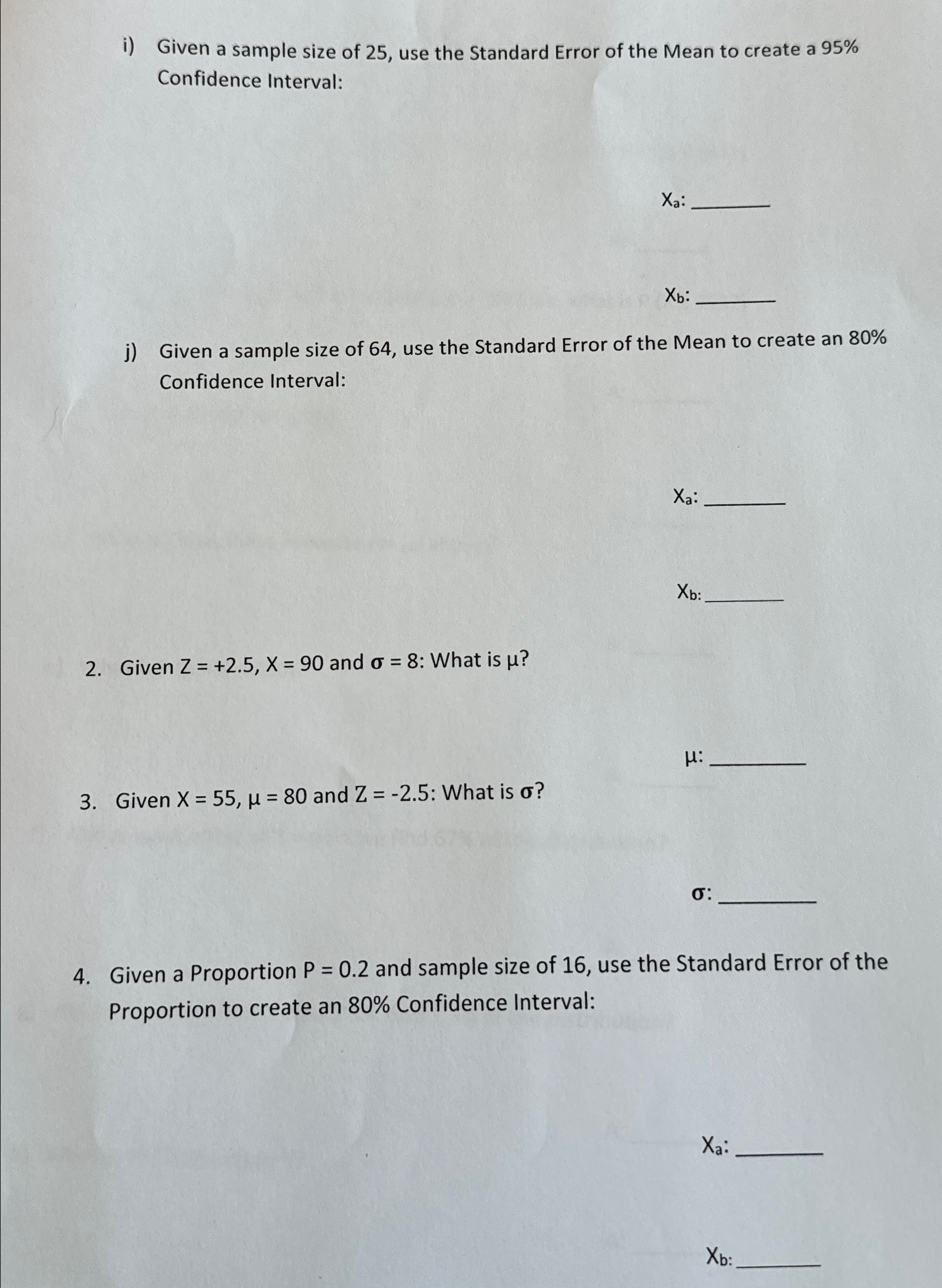 Solved i) ﻿Given a sample size of 25, ﻿use the Standard | Chegg.com
