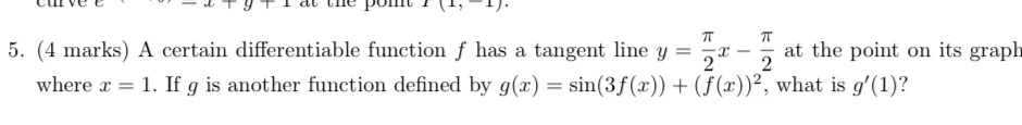 Solved (4 ﻿marks) ﻿A certain differentiable function f ﻿has | Chegg.com