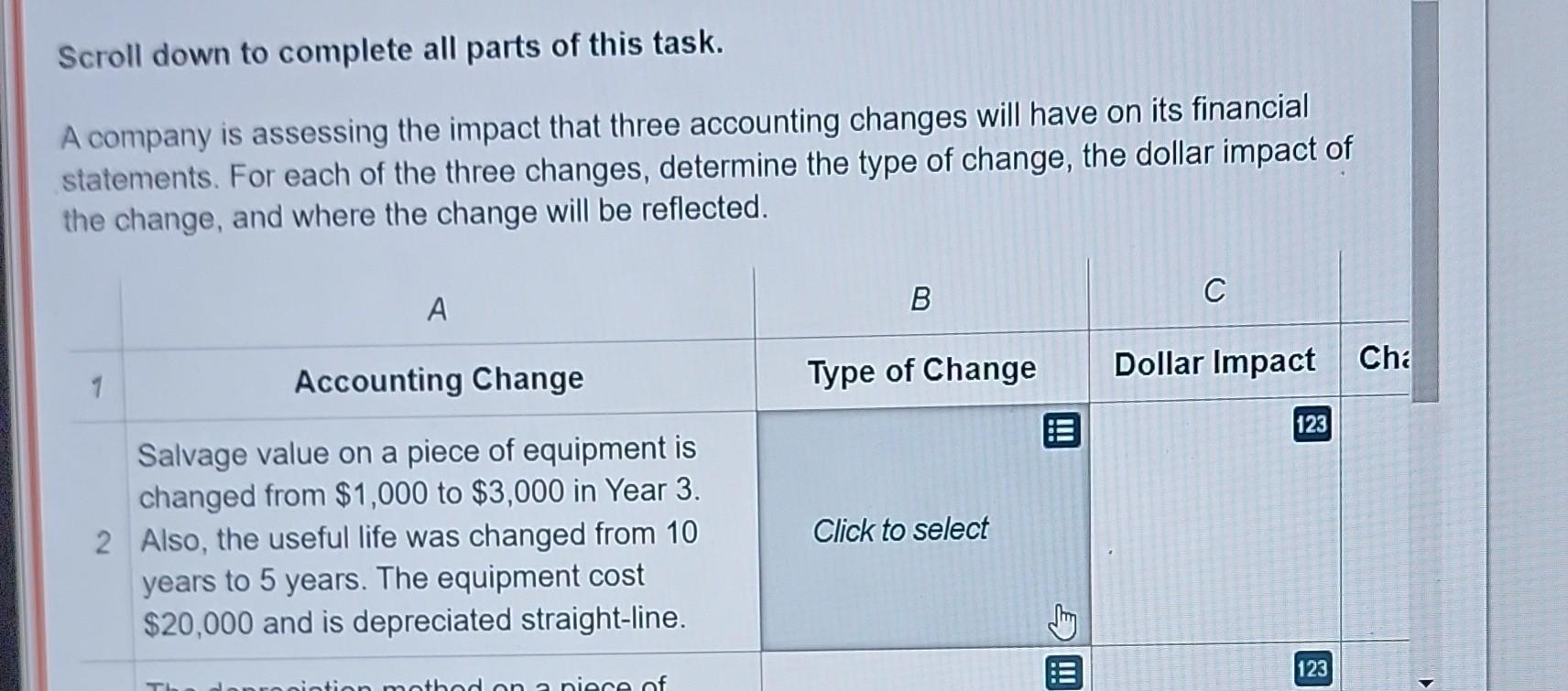 Scroll down to complete all parts of this task. A | Chegg.com