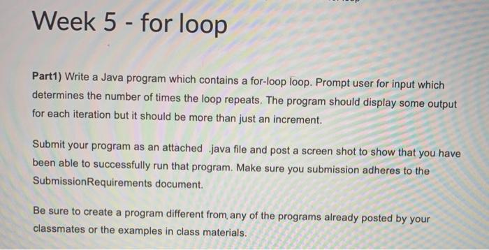 Solved Week 5 For Loop Part1 Write A Java Program Which 1901