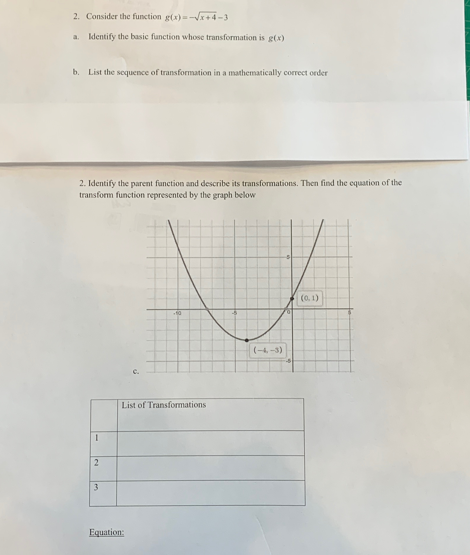 Solved Consider the function g(x)=-x+42-3a. ﻿Identify the | Chegg.com
