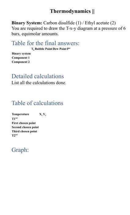 Solved Thermodynamics || Binary System: Carbon disulfide (1) | Chegg.com
