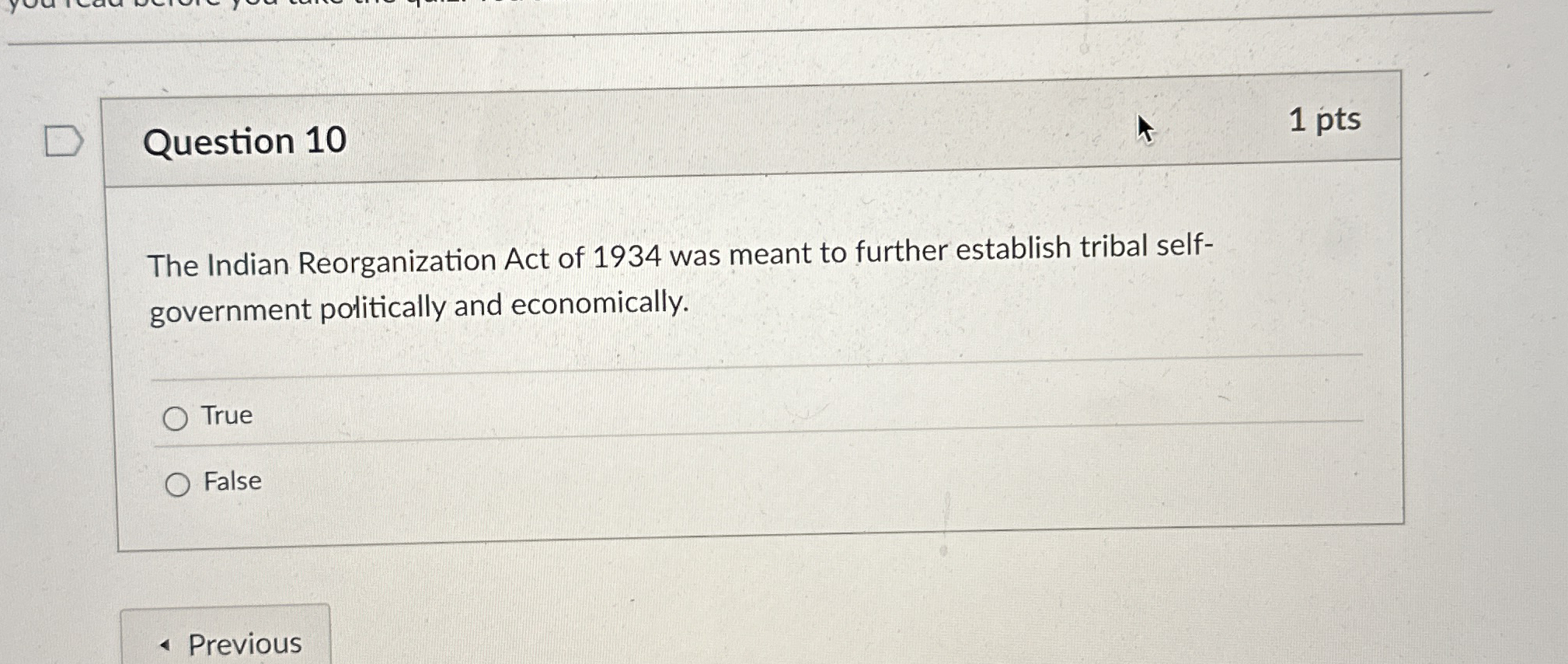 Solved Question 101 ﻿ptsThe Indian Reorganization Act of | Chegg.com