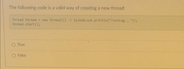 Solved The following code is a valid way of creating a new | Chegg.com