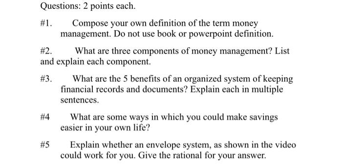 Solved Questions: 2 points each. #1. Compose your own | Chegg.com