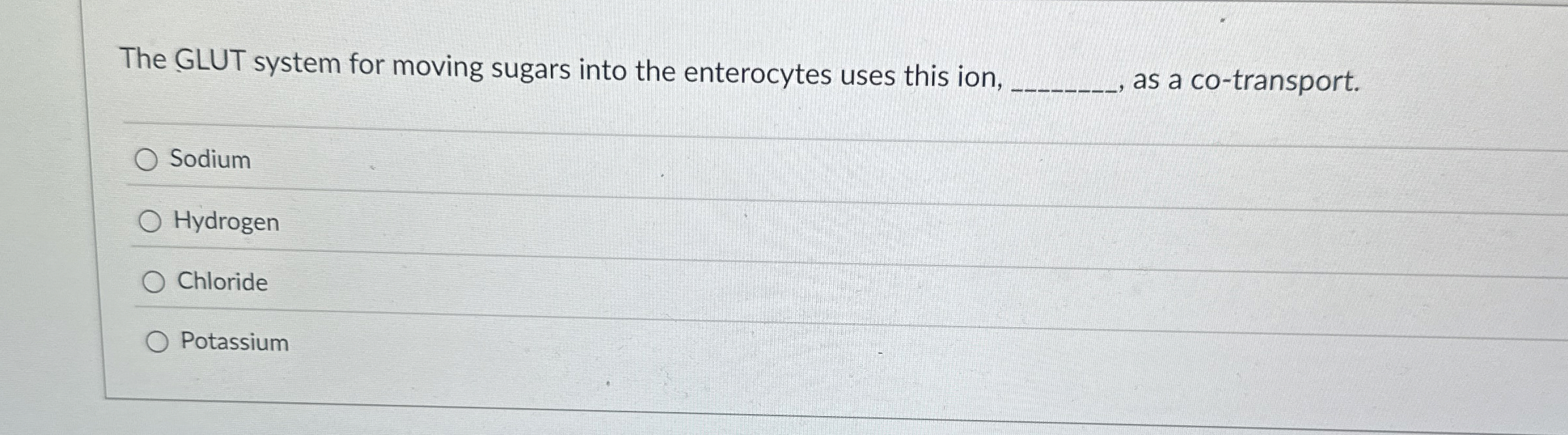 Solved The GLUT system for moving sugars into the | Chegg.com