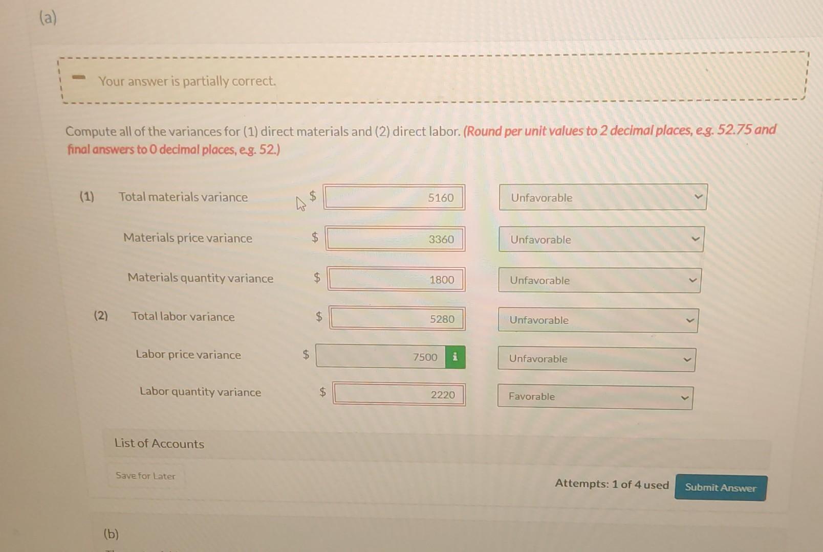 Solved Compute all of the variances for (1) direct | Chegg.com