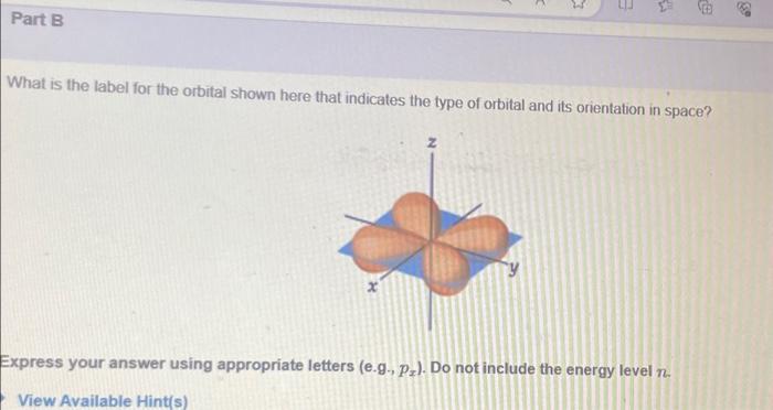 [Solved]: Part B What is the label for the orbital shown her