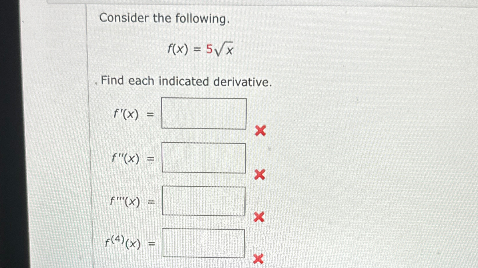 Solved Consider the following.f(x)=5x2. ﻿Find each indicated | Chegg.com