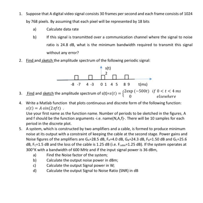 Solved 1. Suppose that A digital video signal consists 30 | Chegg.com