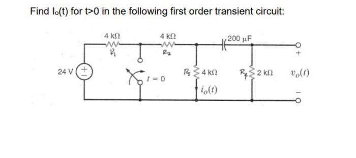 Solved Find l0(t) for t>0 in the following first order | Chegg.com
