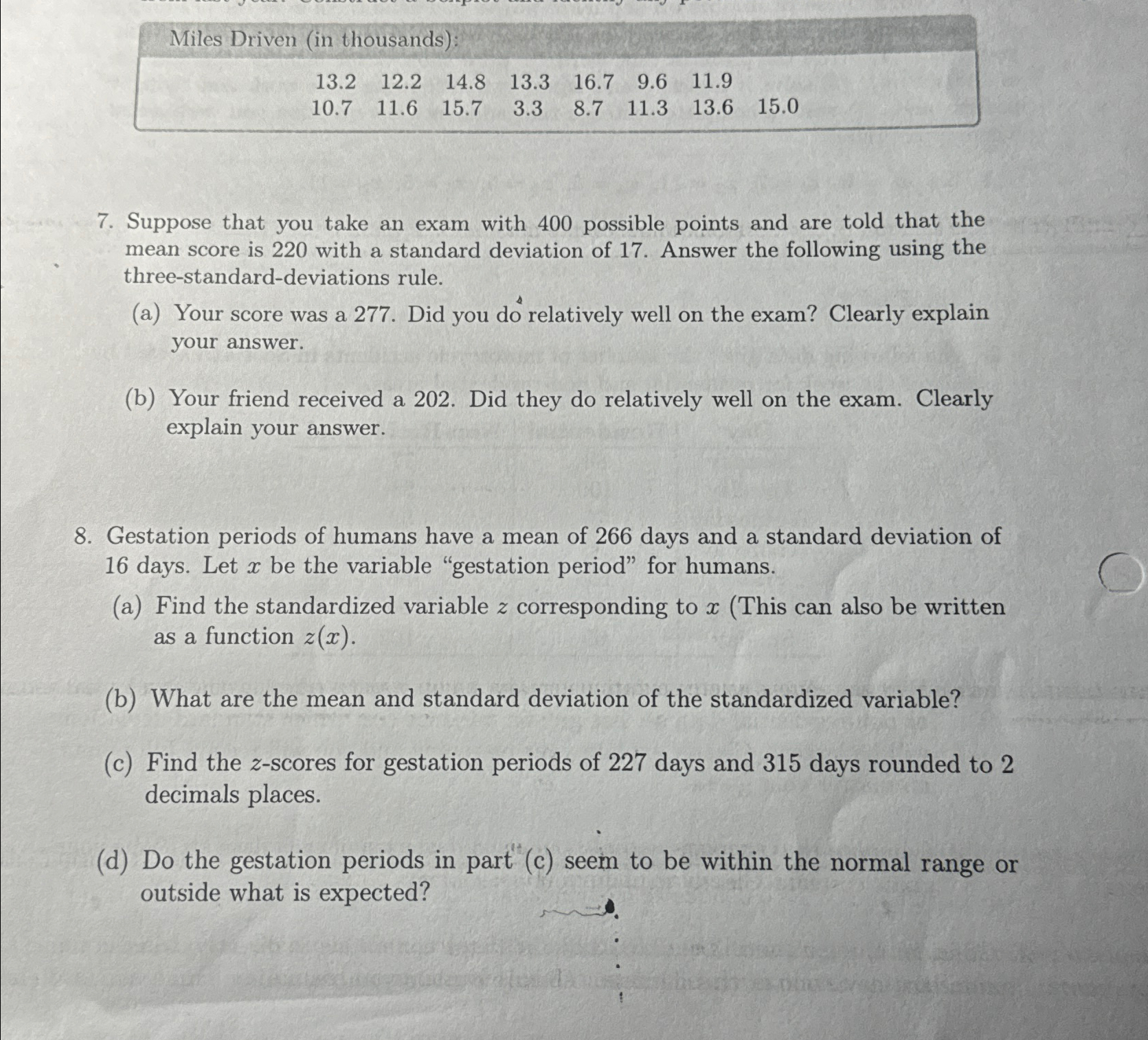 Solved Miles Driven (in | Chegg.com