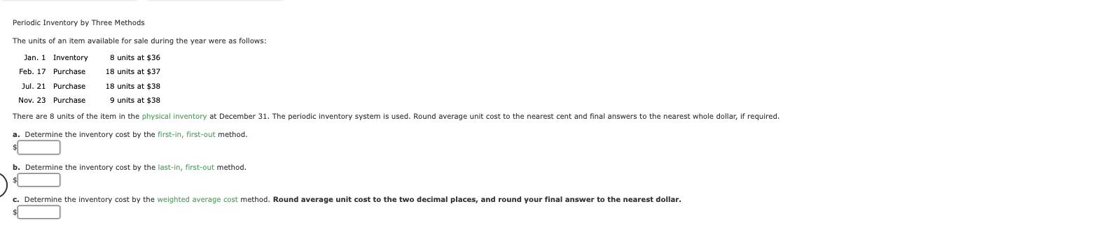 Solved Periodic Inventory by Three Methods | Chegg.com
