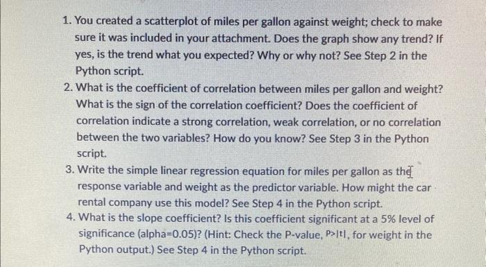 Solved Step 1: Generating cars dataset This block of Python | Chegg.com