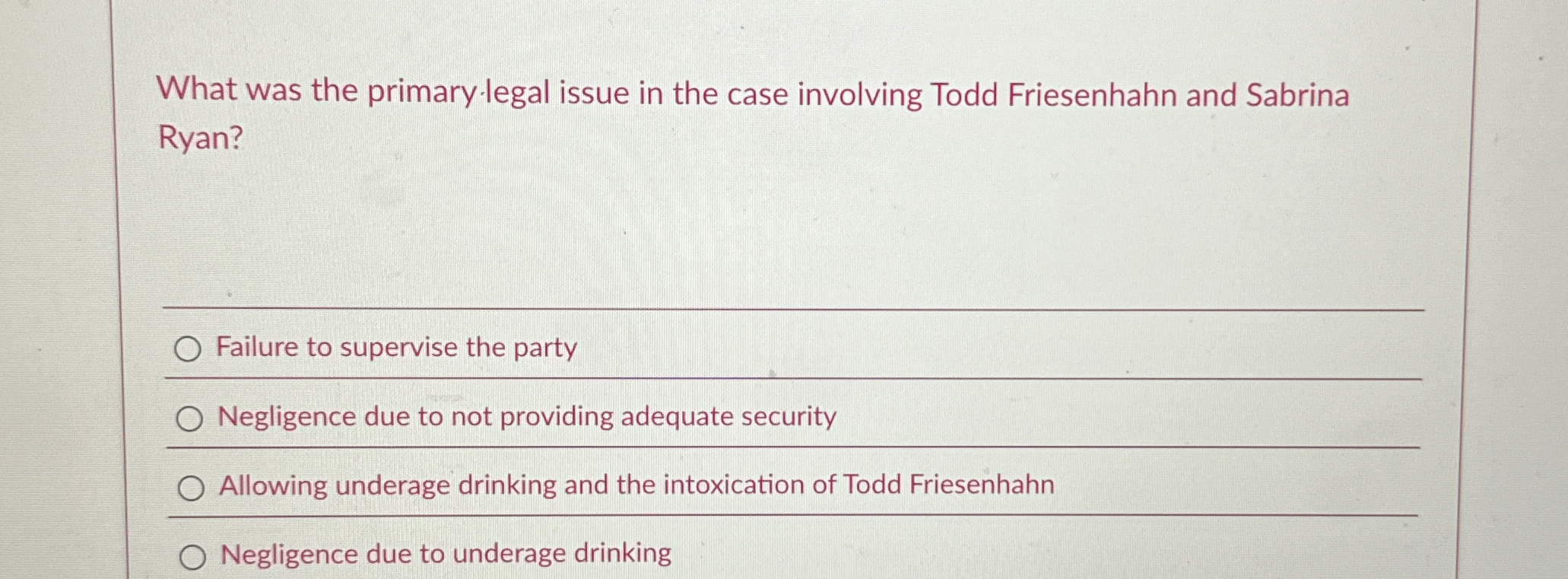 Solved What was the primary-legal issue in the case | Chegg.com