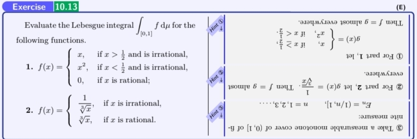 Solved Exercise 10.13Evaluate the Lebesgue integral f du for | Chegg.com