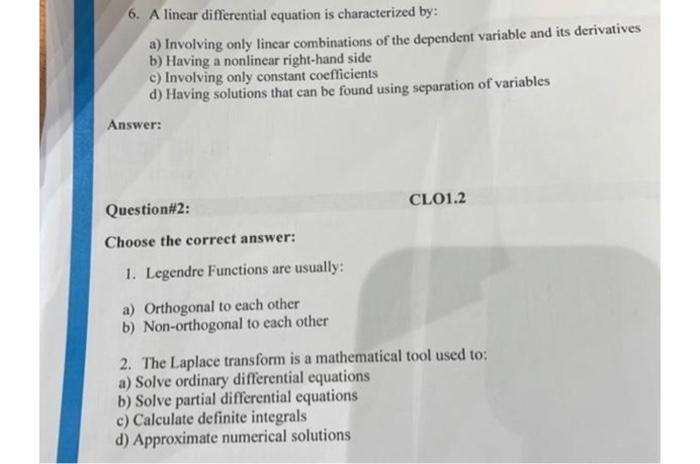 Solved 6. A linear differential equation is characterized | Chegg.com