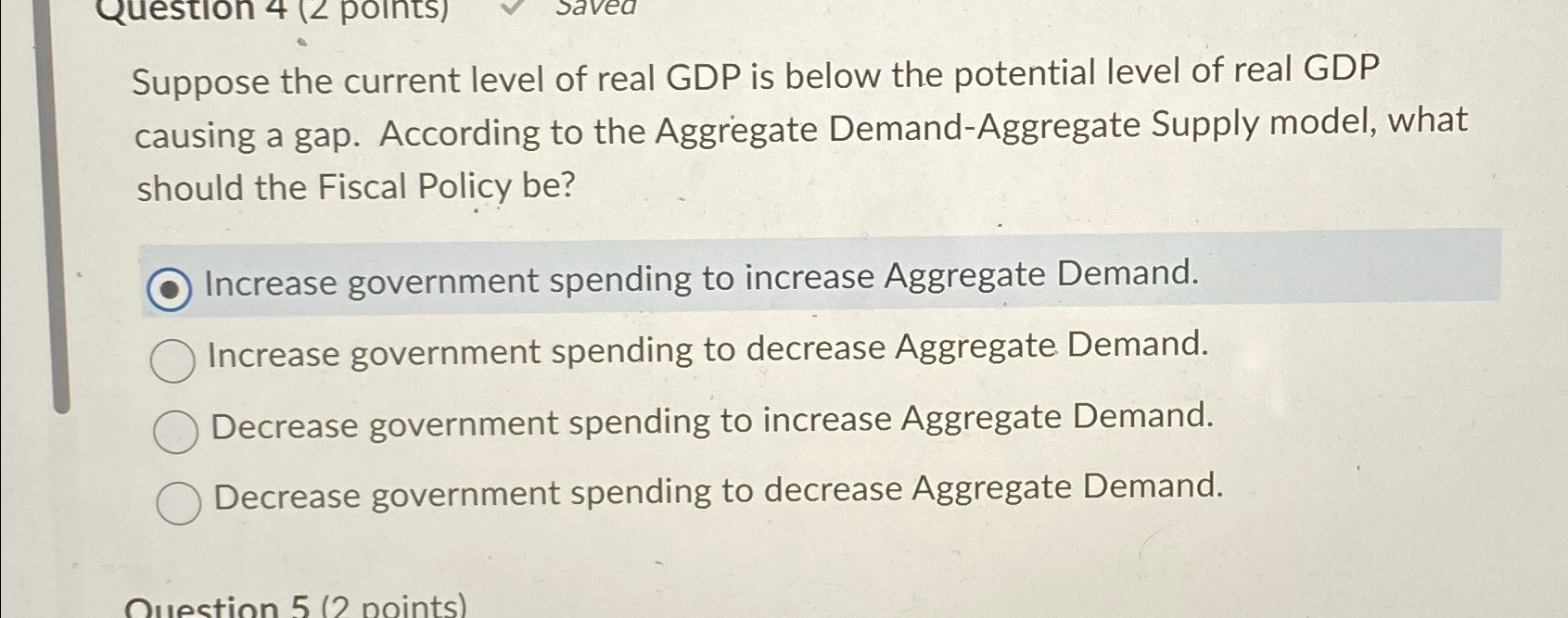 Solved Suppose the current level of real GDP is below the | Chegg.com