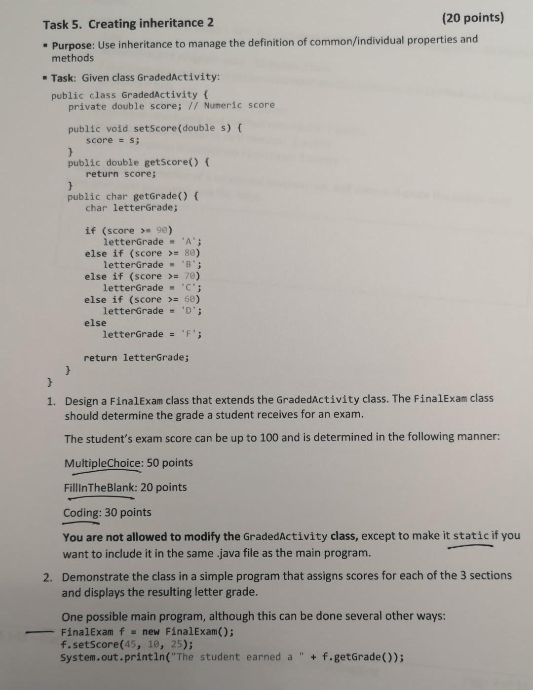 Solved Task 5. Creating inheritance 2 (20 points) - Purpose: | Chegg.com