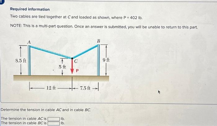 Solved Required information Two cables are tied together at | Chegg.com