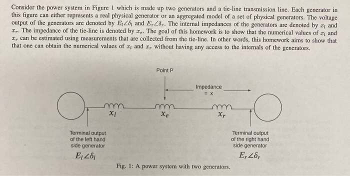 Consider the power system in Figure 1 which is made | Chegg.com