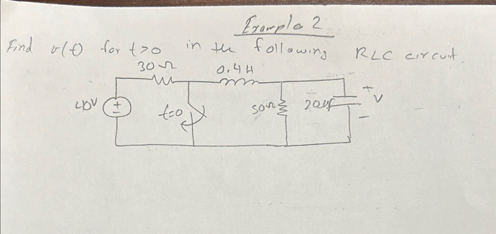 Solved Find v(t) ﻿for t>0 ﻿in the Following RLC circuit | Chegg.com