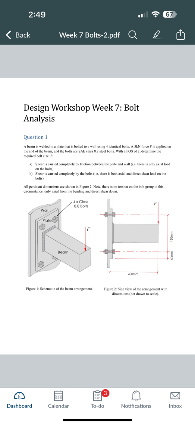 Solved 2:4967BackWeek 7 ﻿Bolts-2.pdfDesign Workshop Week 7: | Chegg.com