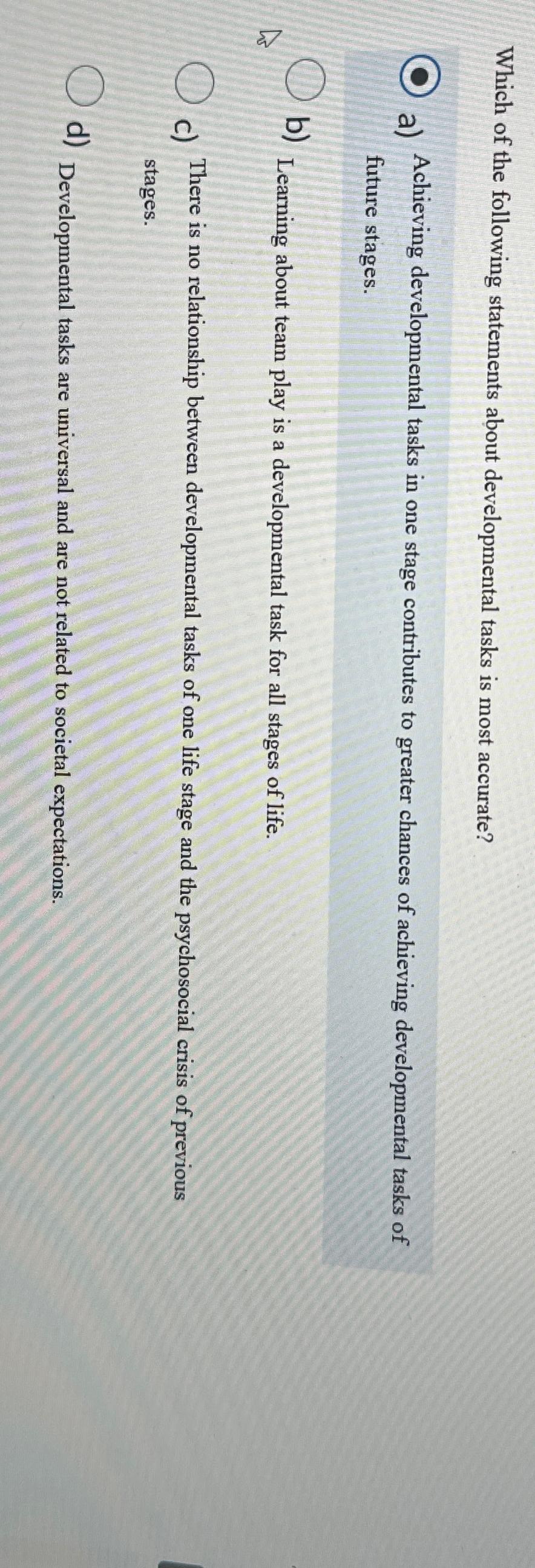 Solved Which of the following statements about developmental | Chegg.com