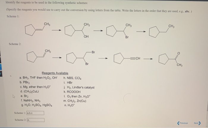 Solved Identify the reagents to be used in the following | Chegg.com