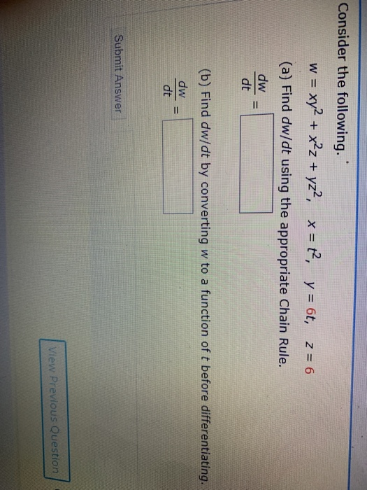 Solved Find Ow/ds and Ow/ot using the appropriate Chain | Chegg.com