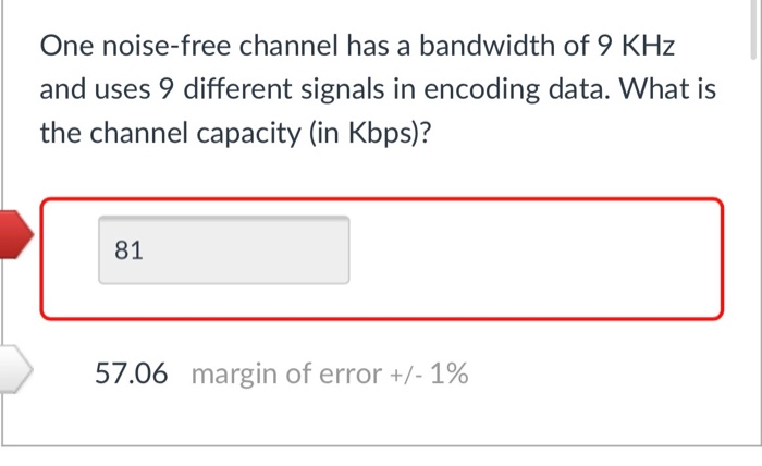 Solved One noise-free channel has a bandwidth of 9 KHz and | Chegg.com