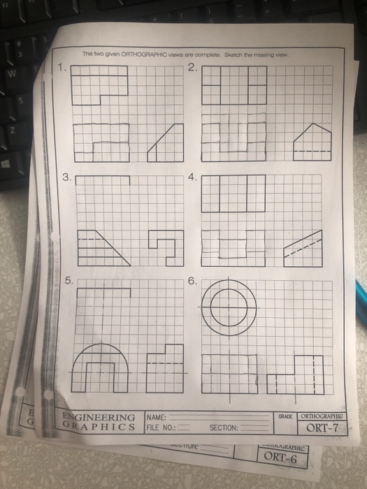 Solved The two given ORTHOGRAPHIC views are completo. Skatch | Chegg.com