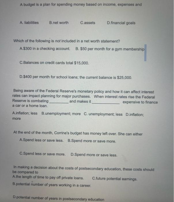 solved-a-budget-is-a-plan-for-spending-money-based-on-chegg