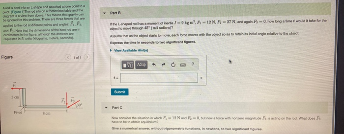 Solved Part B A rod is bent into an L Shape and tached at | Chegg.com