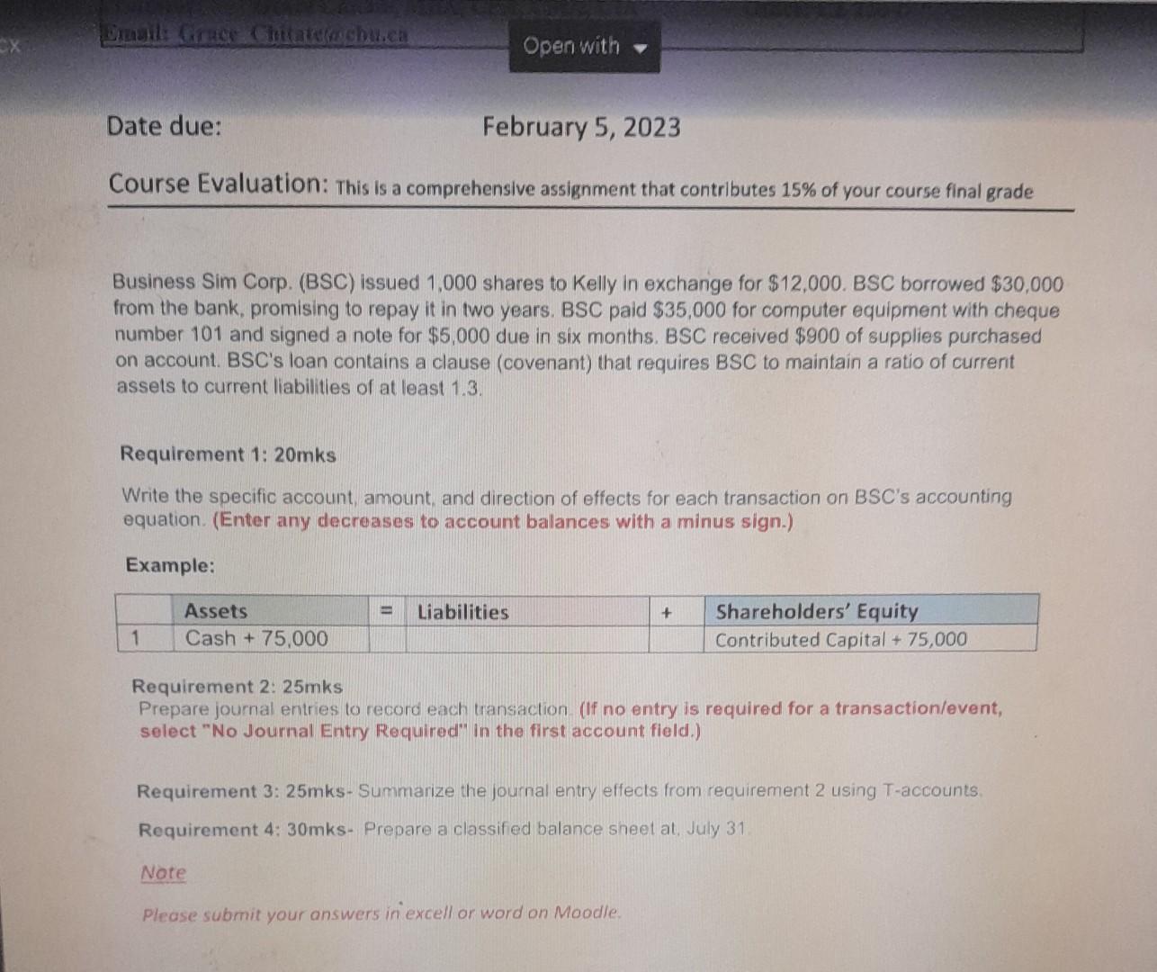 Solved Business Sim Corp. (BSC) issued 1,000 shares to Kelly | Chegg.com