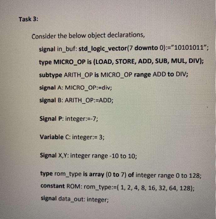Task 3: Consider the below object declaration | Chegg.com