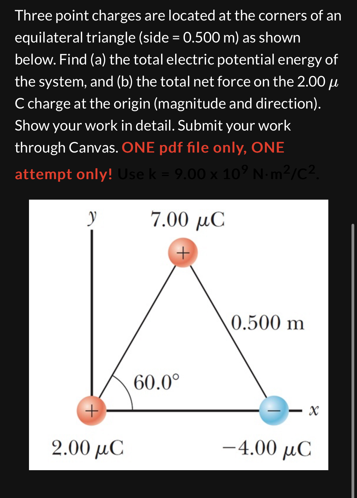 Solved Three point charges are located at the corners of an | Chegg.com