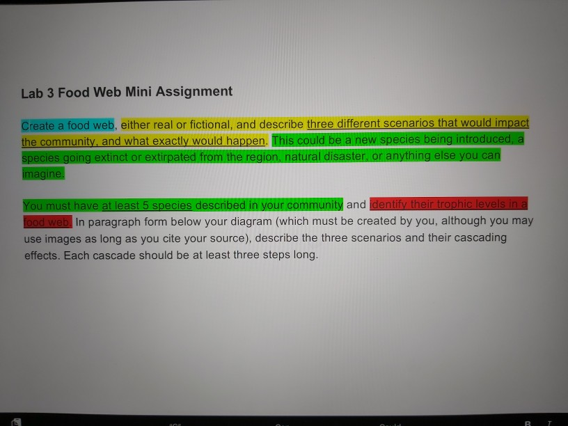 Solved Lab 3 Food Web Mini Assignment Create a food web, | Chegg.com