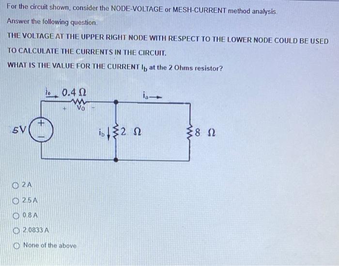 Solved For the circuit shown, consider the NODE-VOLTAGE or | Chegg.com