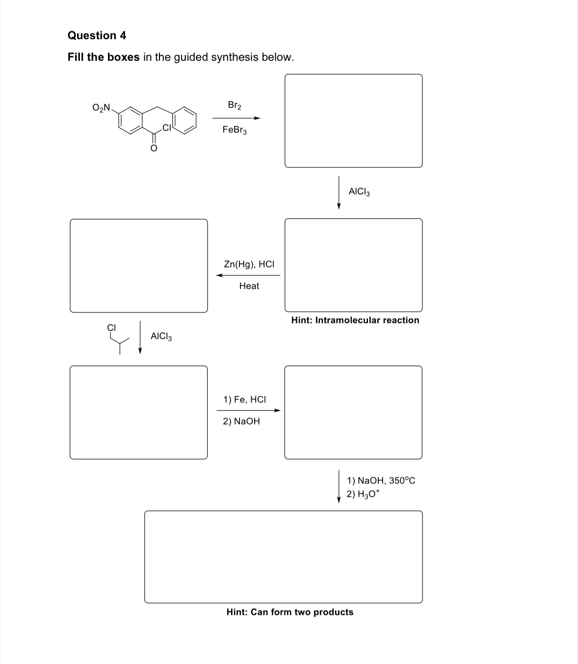 Solved Question 4Fill the boxes in the guided synthesis | Chegg.com