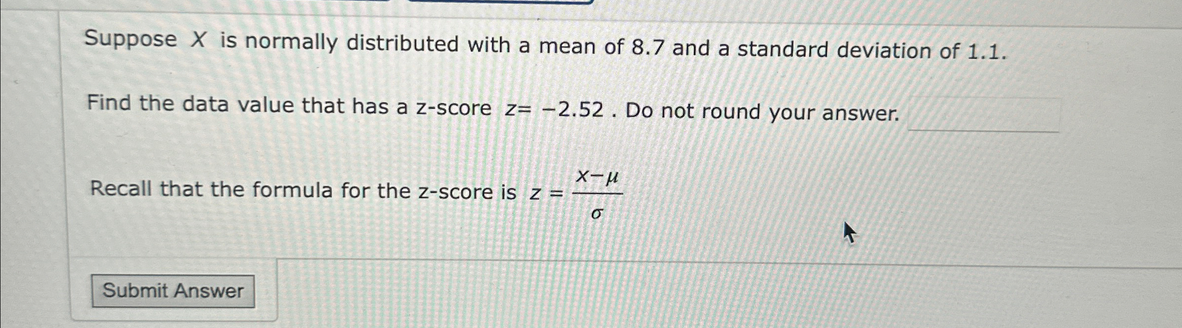 Solved Suppose x ﻿is normally distributed with a mean of 8.7 | Chegg.com