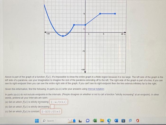 Solved Above is part of the graph of a function f(x). It's | Chegg.com