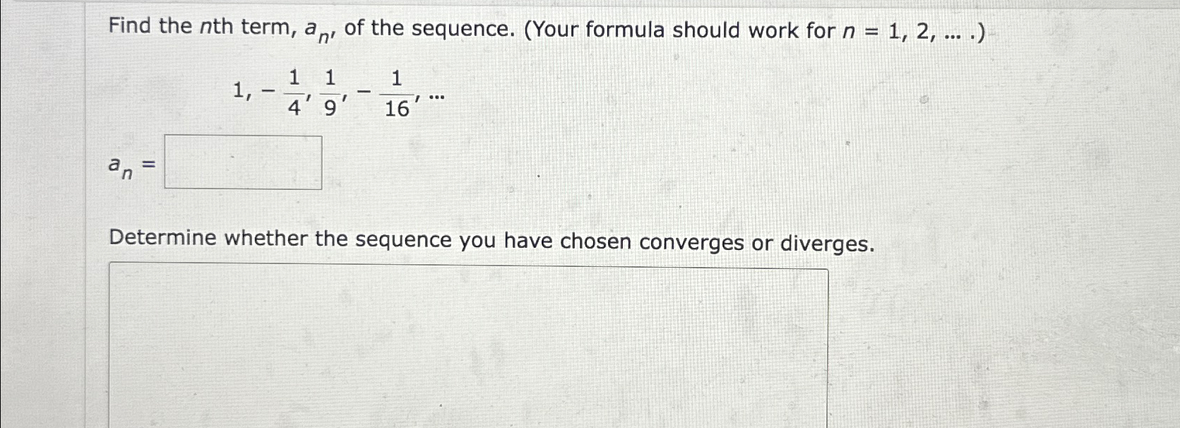 Find the nth term, an, ﻿of the sequence. (Your | Chegg.com